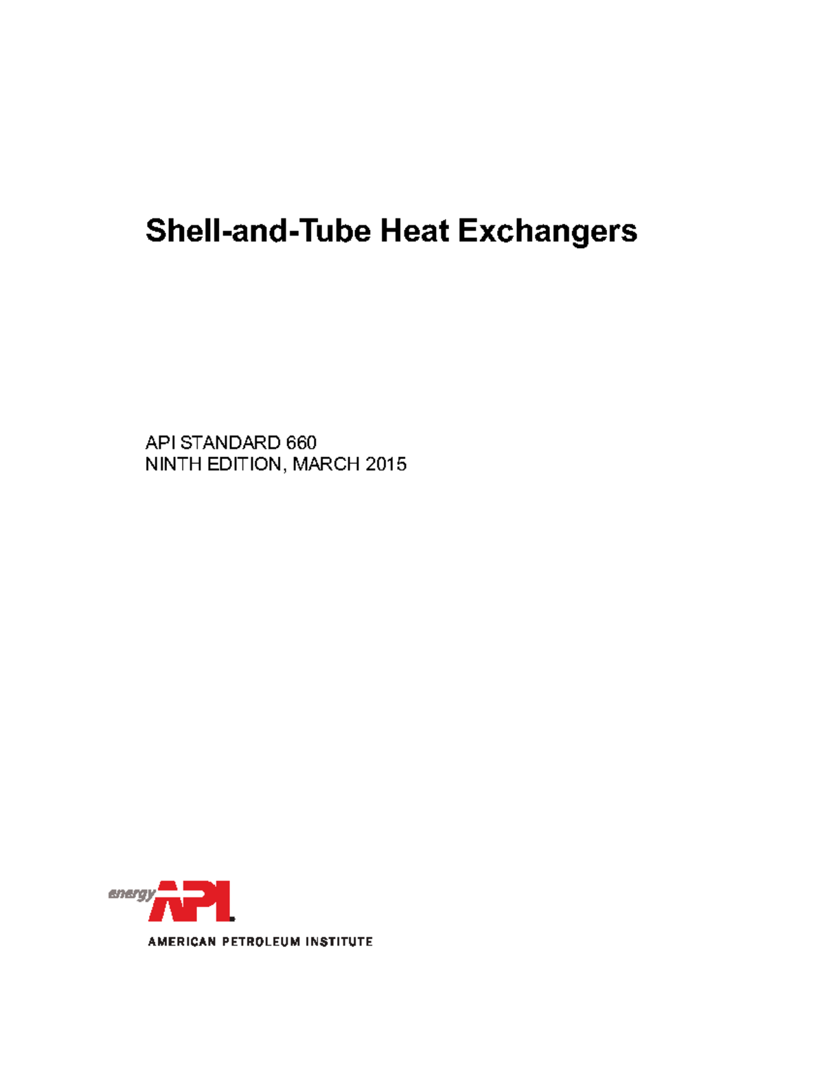 API 660 2015 - Shell-and-Tube Heat Exchanger Standard Details - Studocu