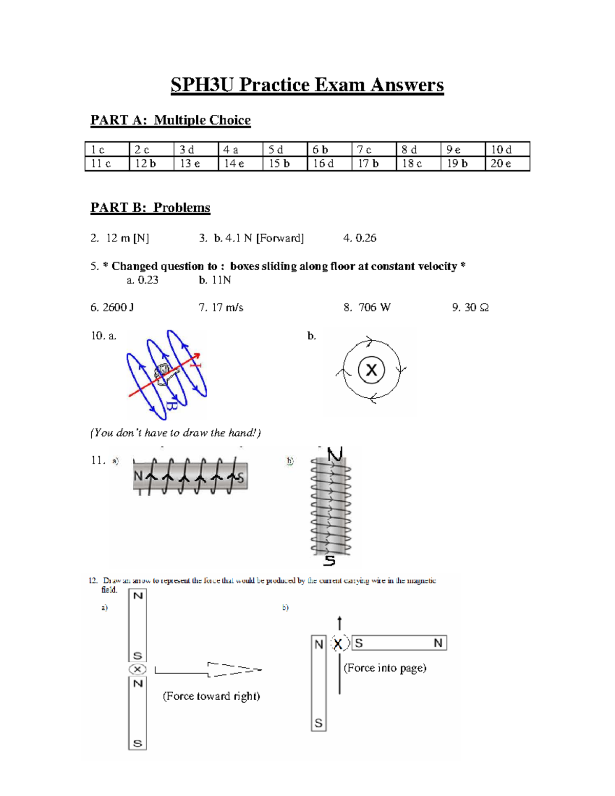Sph3u practice exam answers - SPH3U Practice Exam Answers PART A ...