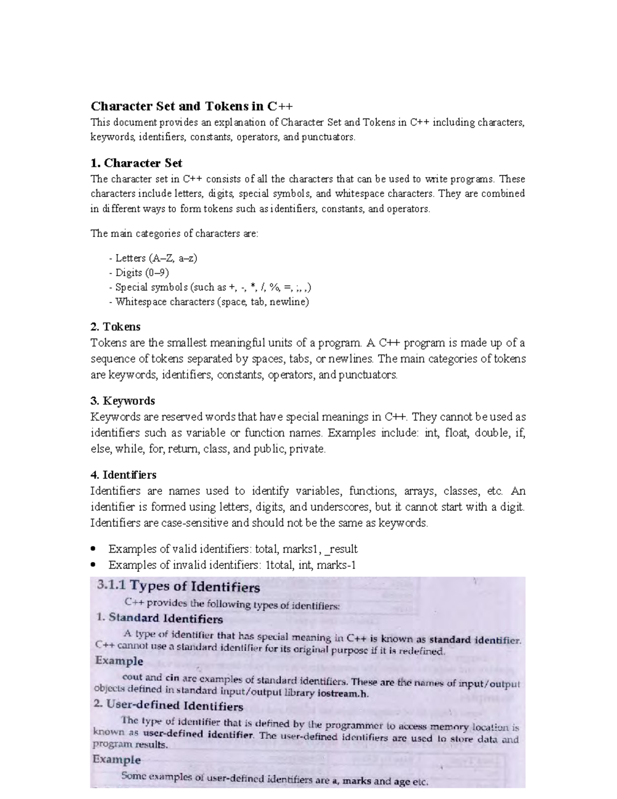 Character Set and Tokens in Cpp: A Comprehensive Guide - Studocu