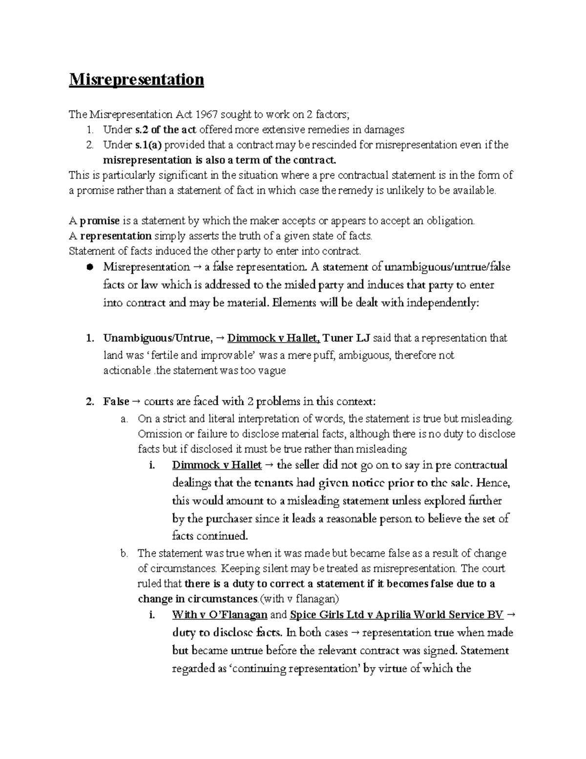 Misrepresentation Law & Key Cases (Law 101): Critical Analysis ...