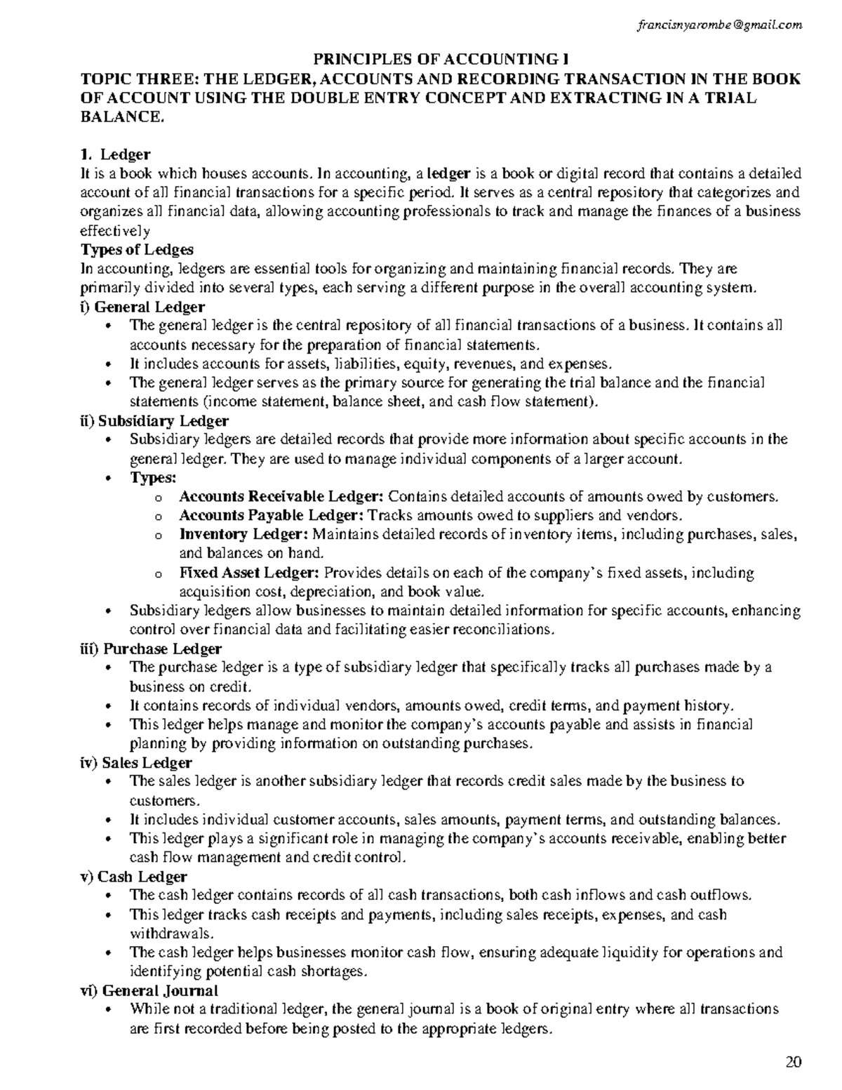 BCOM - BBAM 110 Notes Three - PRINCIPLES OF ACCOUNTING I TOPIC THREE ...