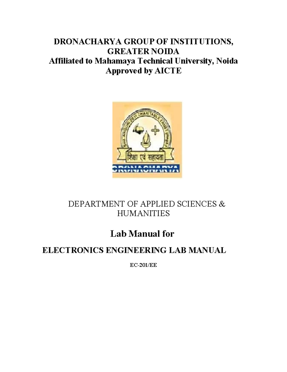 ECE Manual APS - DRONACHARYA GROUP OF INSTITUTIONS, GREATER NOIDA ...