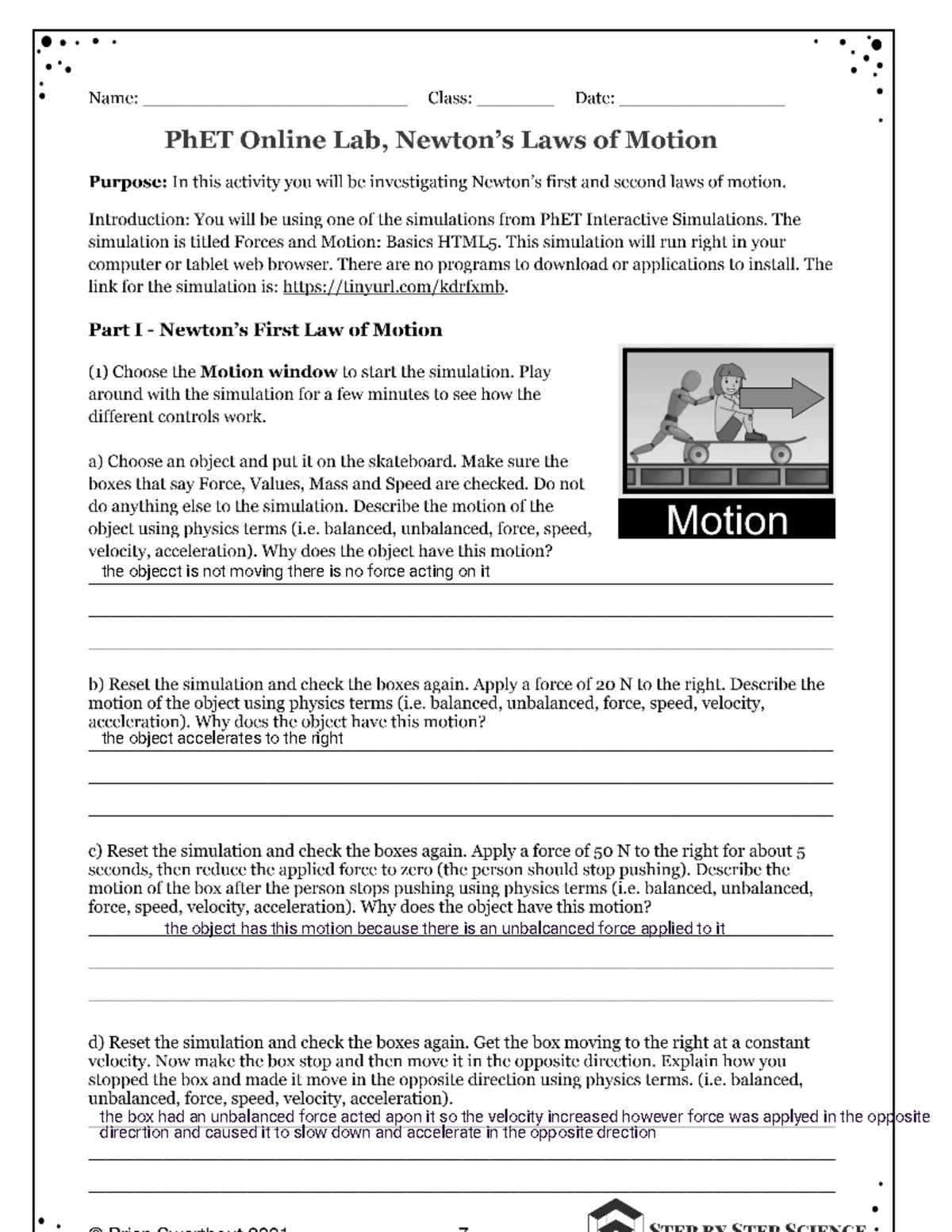 PhET Lab: Newton's Laws of Motion - Simulation Guide (PHYS101) - Studocu