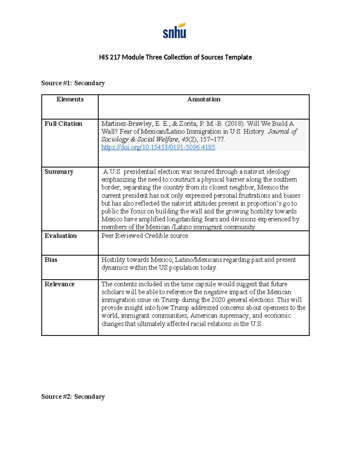 HIS 217 Module Three Collection of Sources Template - E., & Zorita, P ...