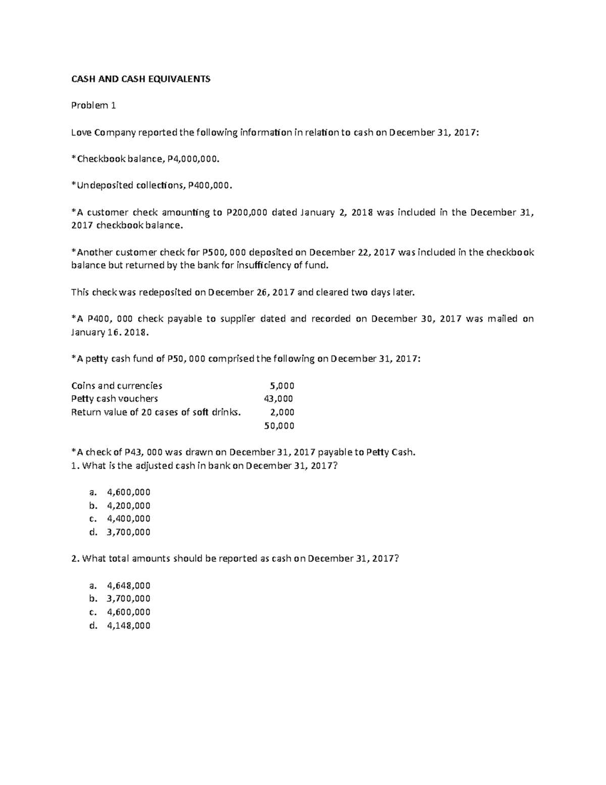 Intermediate Accounting 1: Comprehensive Answer Key for Cash Management ...