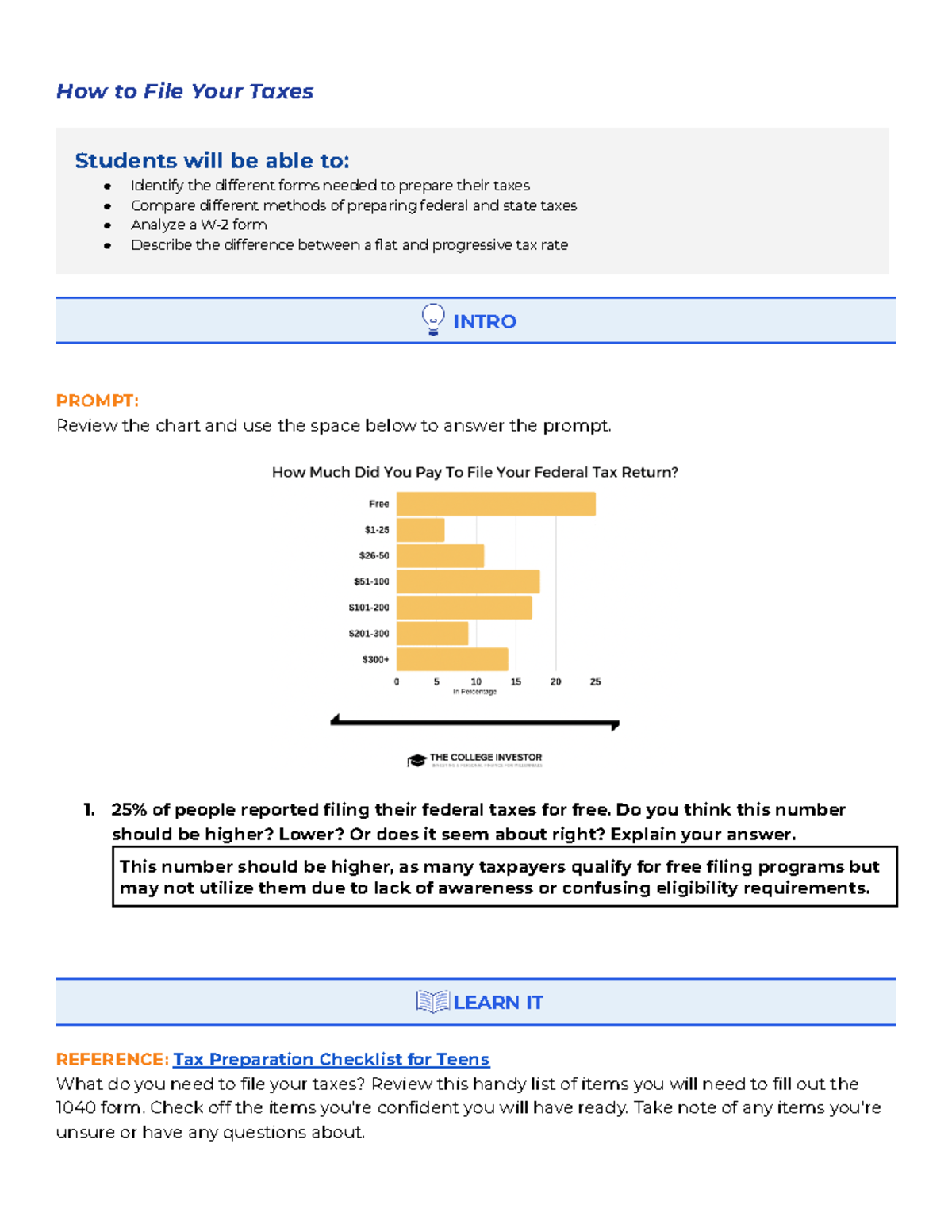 How to File Your Taxes - How to File Your Taxes Students will be able ...