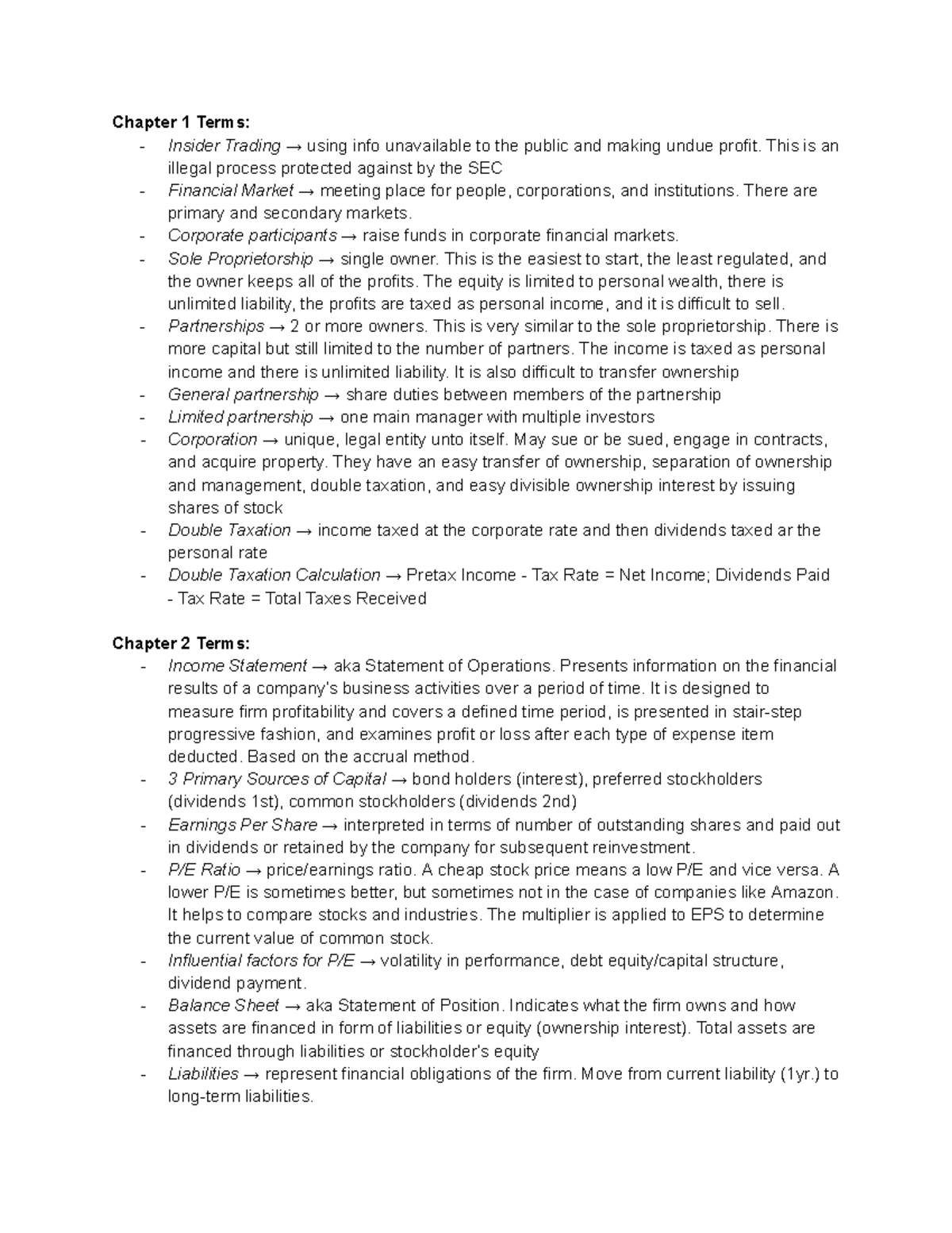 Financial Analysis & Ratios: Key Concepts and Formulas (Chapters 1-9) - Studocu