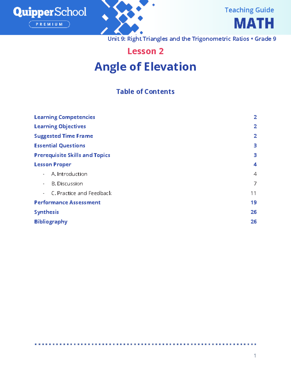 MTC9 0902 Q4 FD - Reference for teaching - Angle of Elevation - Lesson ...