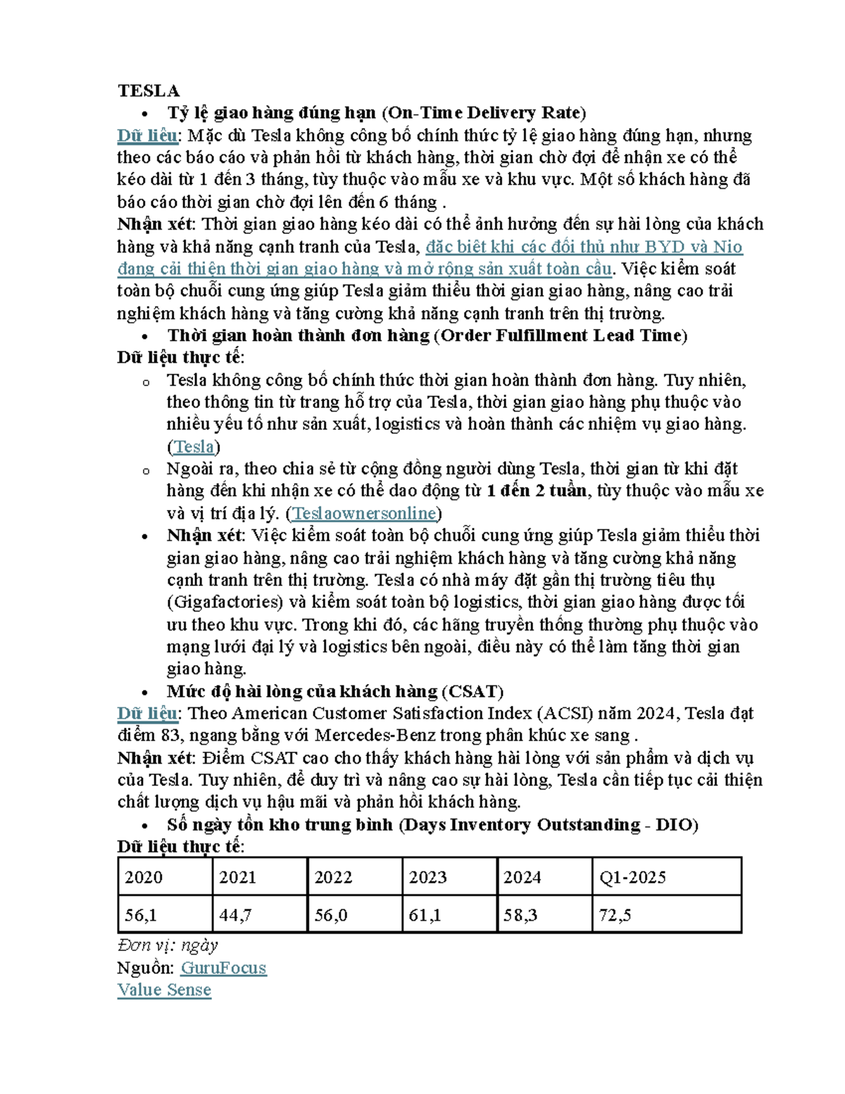 Tỷ lệ Giao Hàng Đúng Hạn và Hiệu Quả Chuỗi Cung Ứng của Tesla - CCU ...