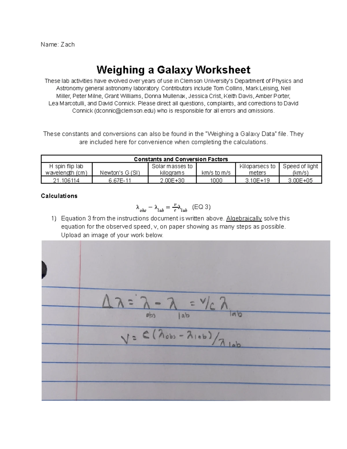ASTR1040: Expansion of Universe Lab Worksheet & Activities - Studocu