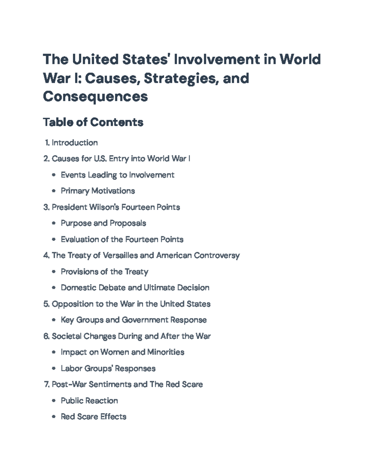 U.S. Involvement in WWI: Causes, Wilson's 14 Points & Societal Impact ...