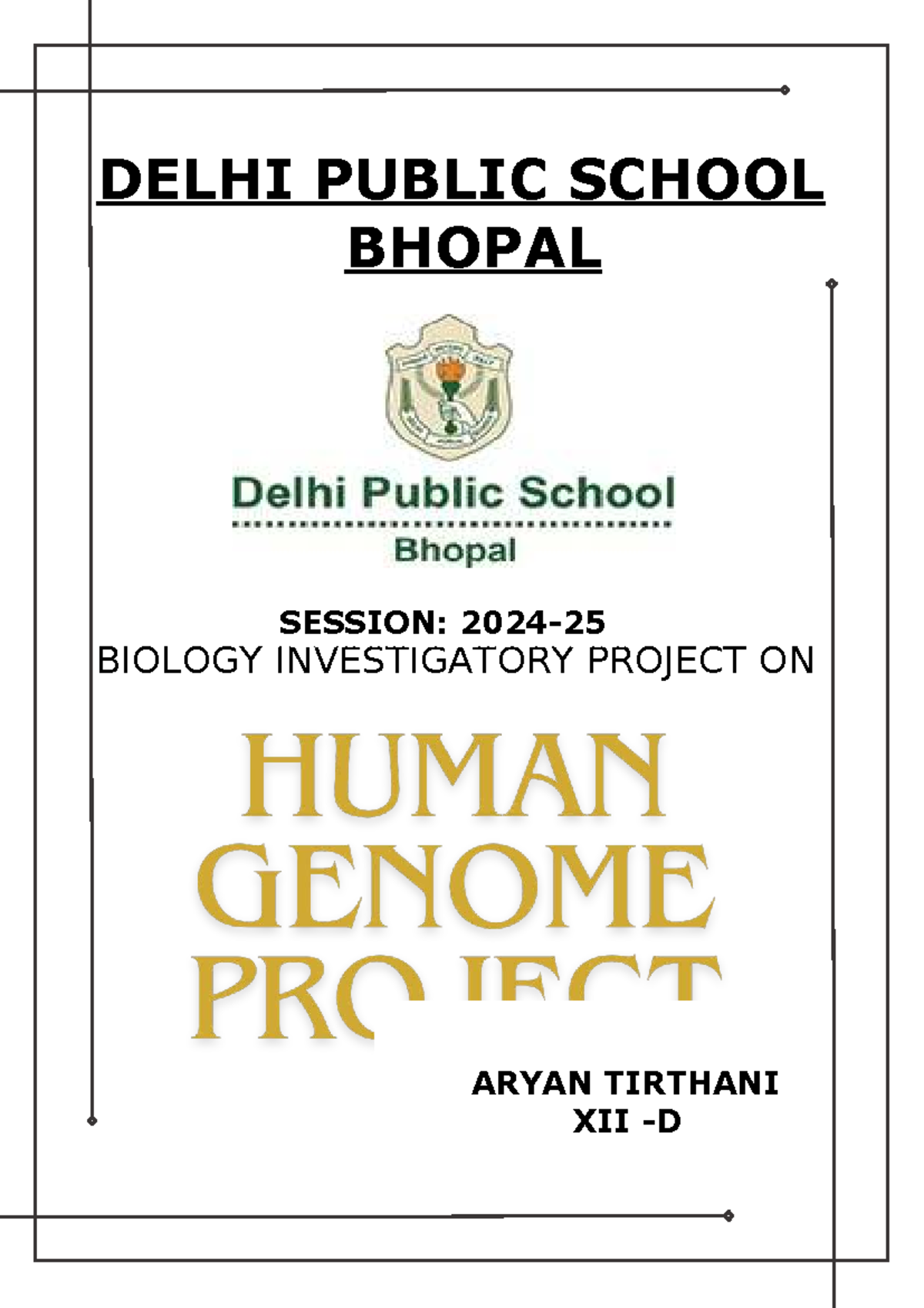 Biology Investigatory Project: Human Genome Insights (XII) - Studocu