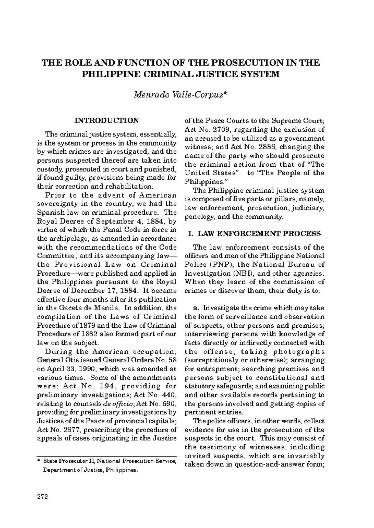 ROLE OF Prosecution in the Philippines - Theories of Personality - Studocu