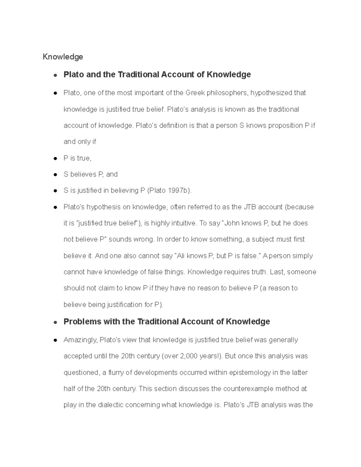 Philo- Knowledge Overview: Plato's JTB and Gettier Cases Explained ...