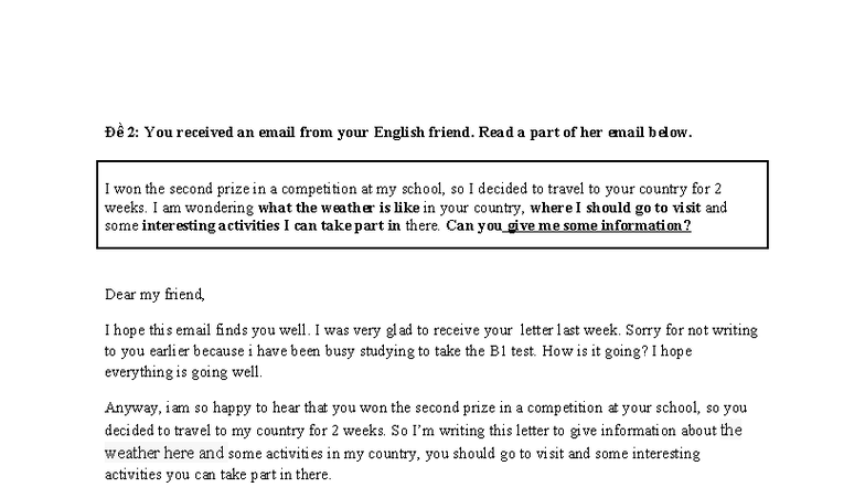 Đề 2: Thanh-Trúc - Informative Email Response for B1 Test - Studocu