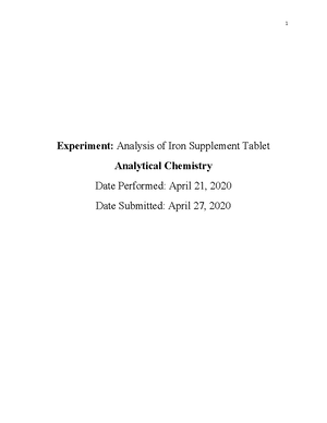 Chemistry 1210 Lab 11 - Experiment #11: Determining the Ksp of Calcium ...