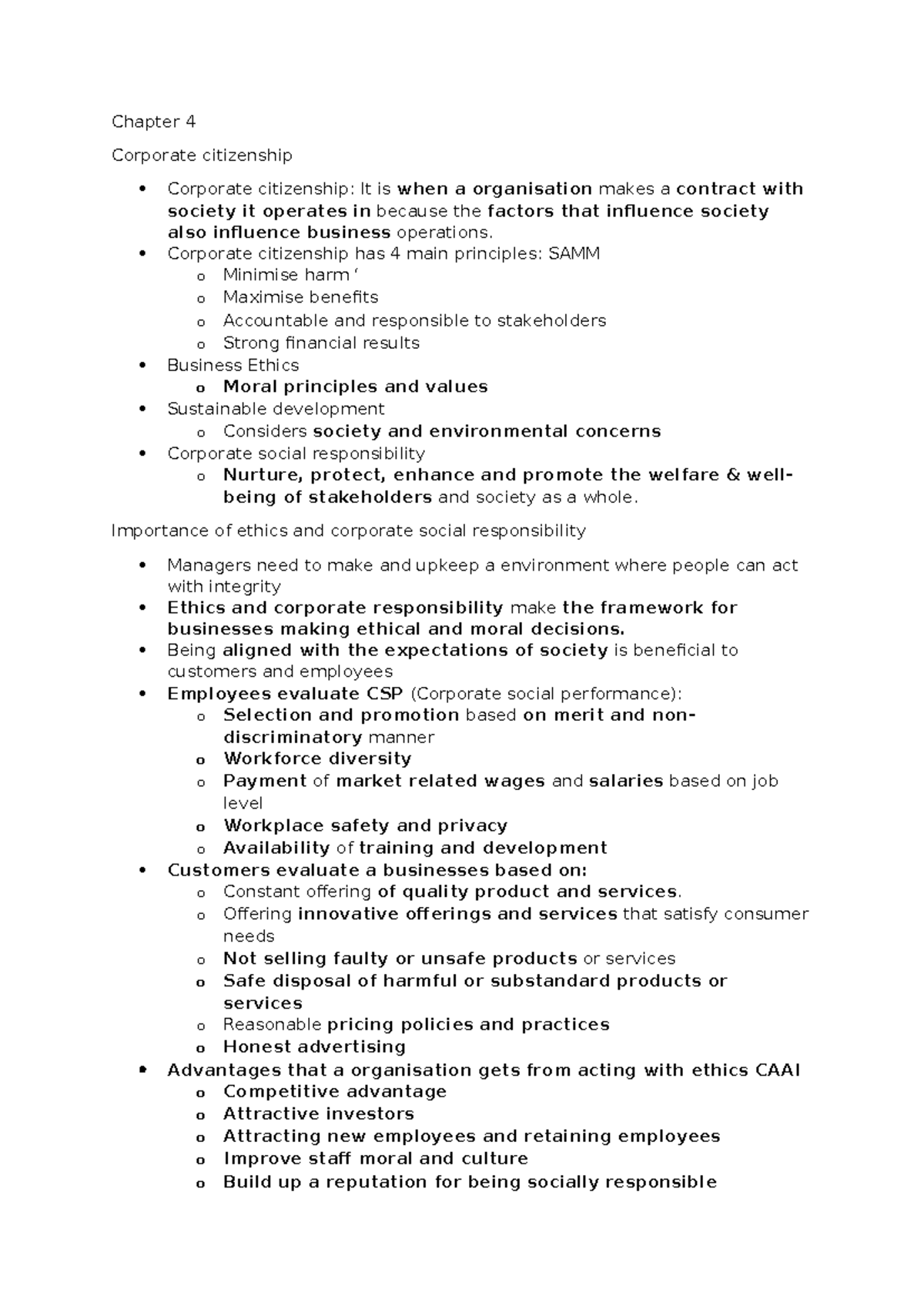 Business Management 2A: Chapter 4 - Corporate Citizenship and Ethics ...