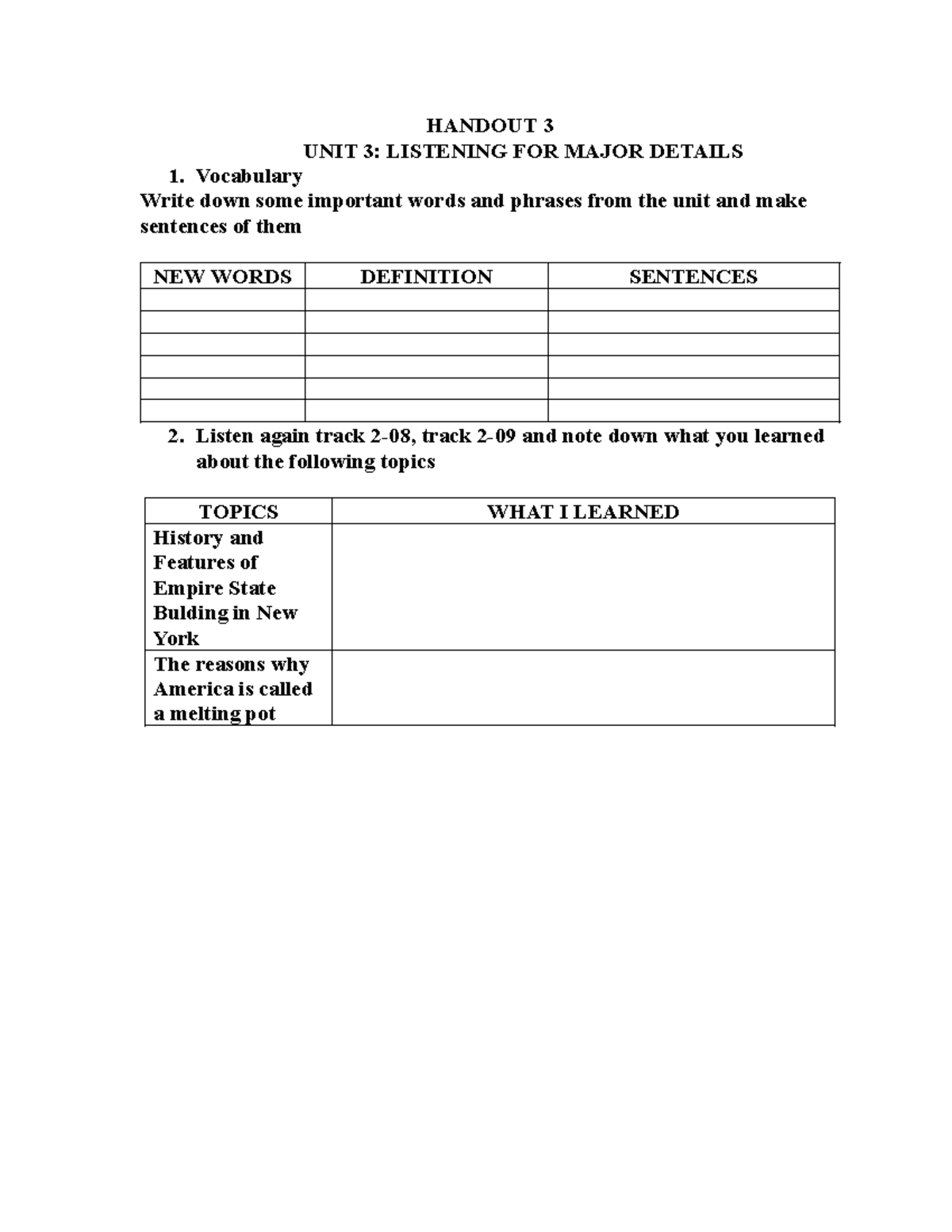 Handout UNIT 3 Course 2 CLC - Toelf IBT English - HANDOUT 3 UNIT 3 ...
