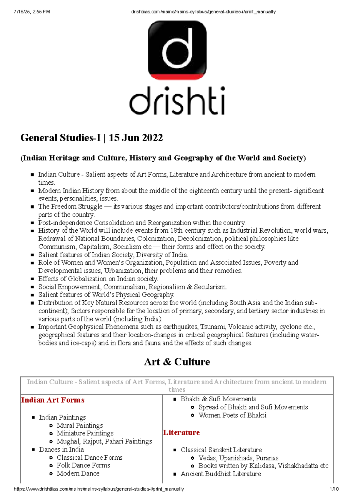 GS-1: Indian Heritage, Culture, and Modern History Overview - Studocu