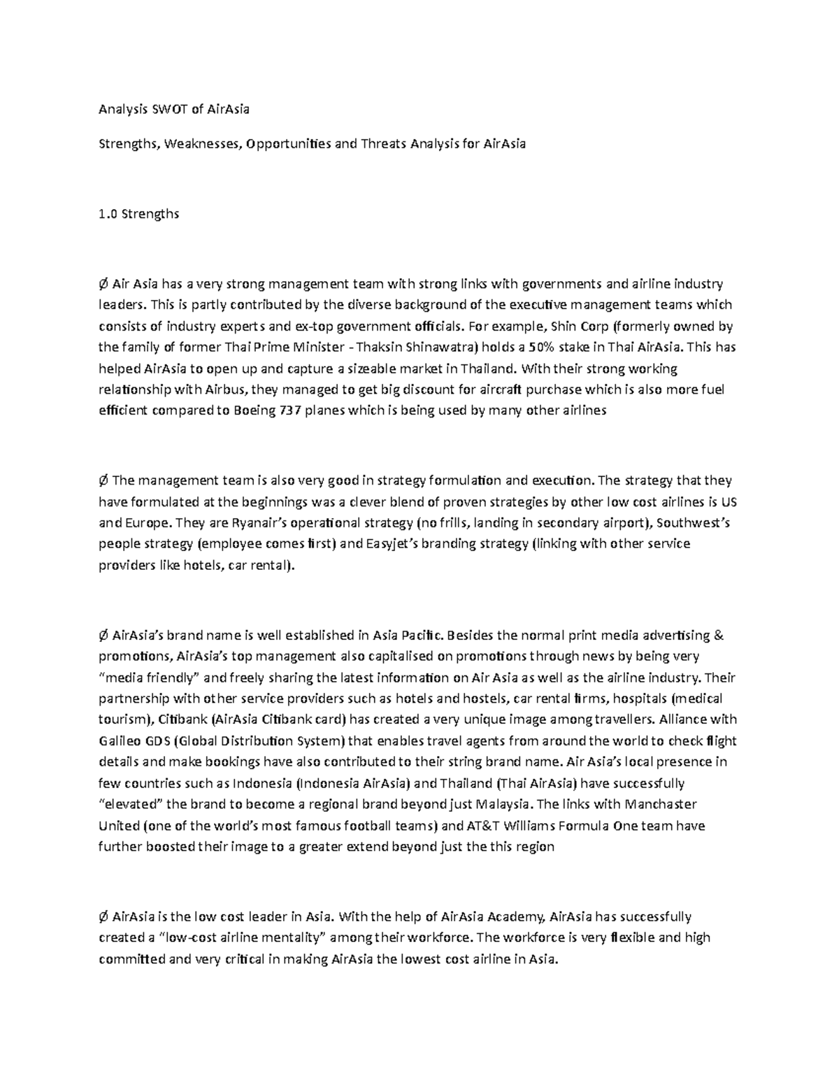 81824430 SWOT Analysis of AirAsia: Strengths, Weaknesses ...