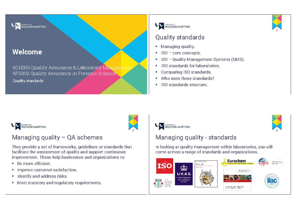 Quality Assurance Standards in Forensic Science (6CH003 & 6FS002 ...