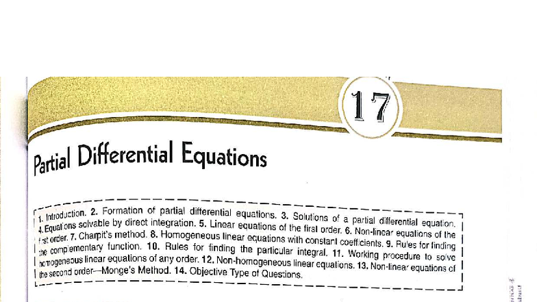 Partial Differential Equations: Formation, Solutions & Methods (MATH 17 ...