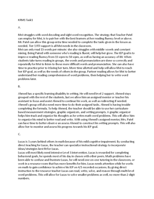 KRM1 Task 1 Brent Ellis - D152 Inclusive Classroom KRM1- Task 1 ...