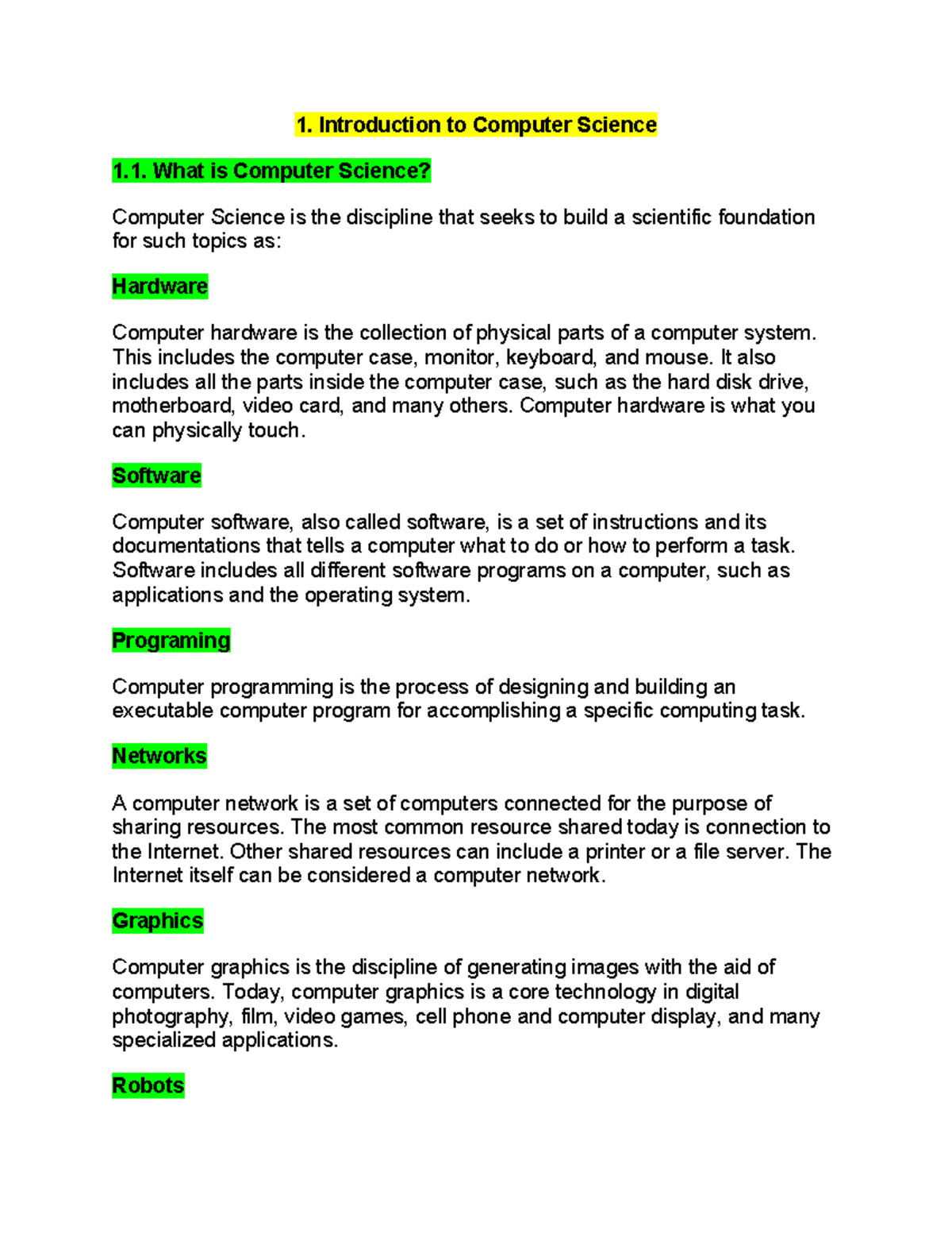 CS101: 1st Lecture - Intro to Computer Science Concepts and ...