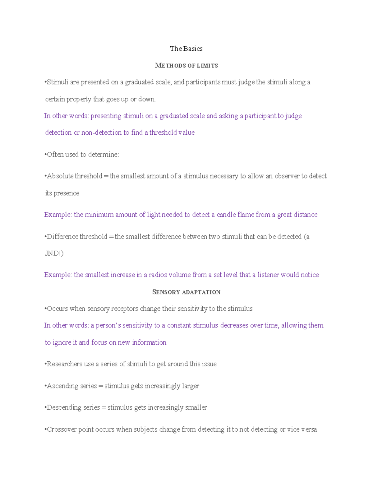 Methods of Limits & Signal Detection Theory Overview (PSY 101) - Studocu