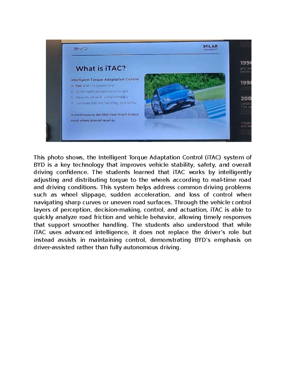 BYD iTAC System Overview: Enhancing Vehicle Control & Safety - Studocu