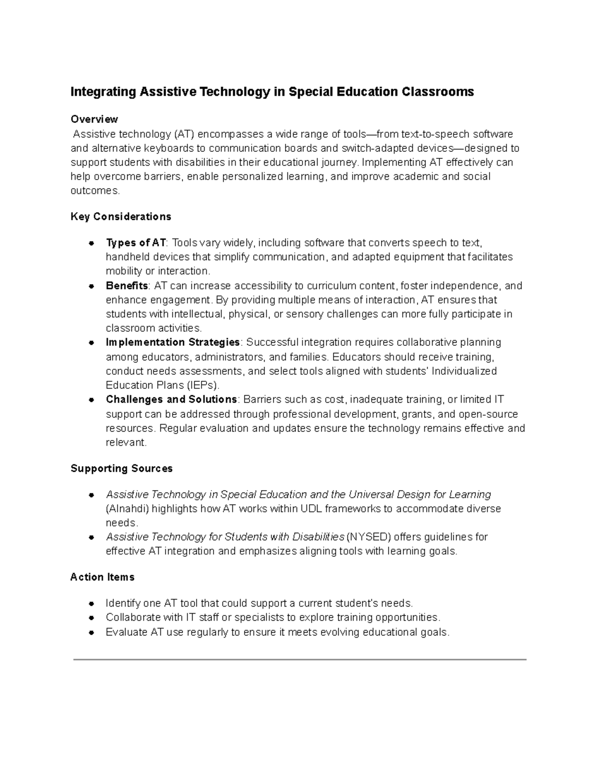 Integrating Assistive Technology in Special Education Classrooms ...