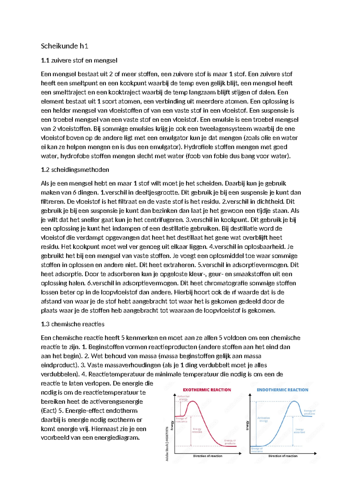 Scheikunde H: Zuivere Stoffen, Mengsels en Chemische Reacties - Studeersnel