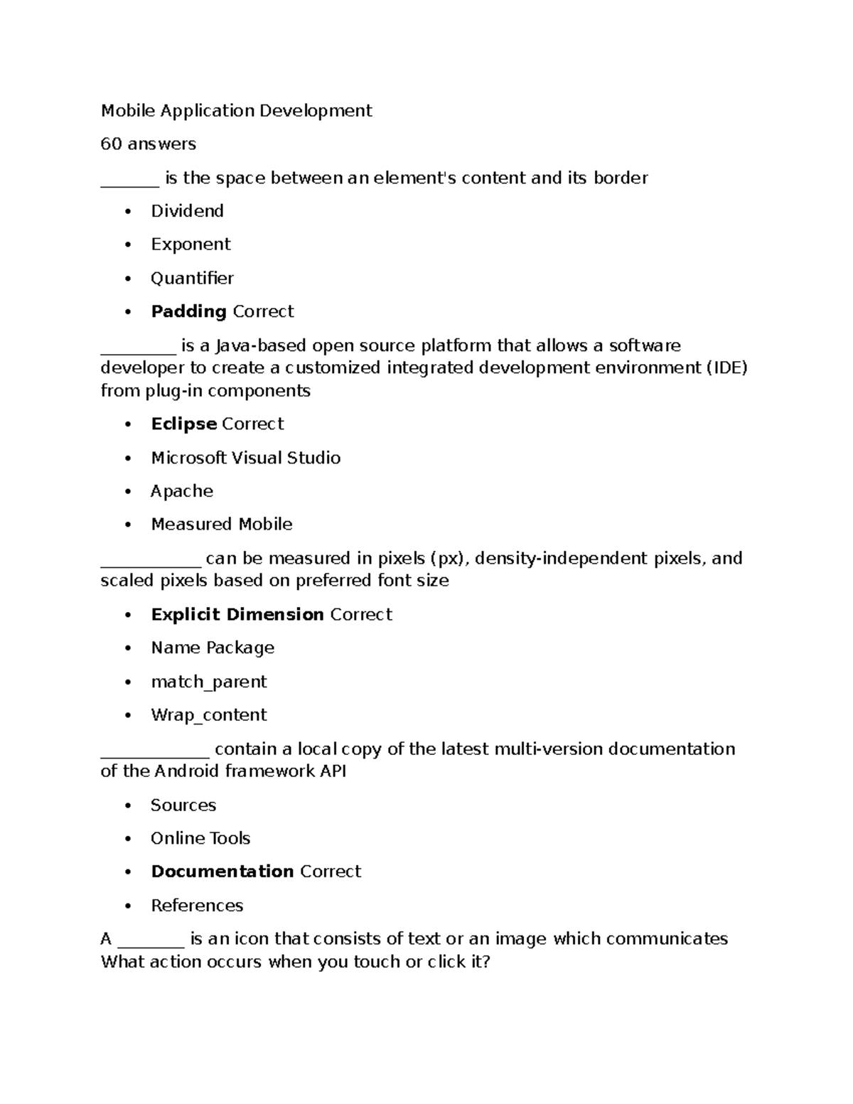 Mobile Application Development Final Exam Review - Studocu