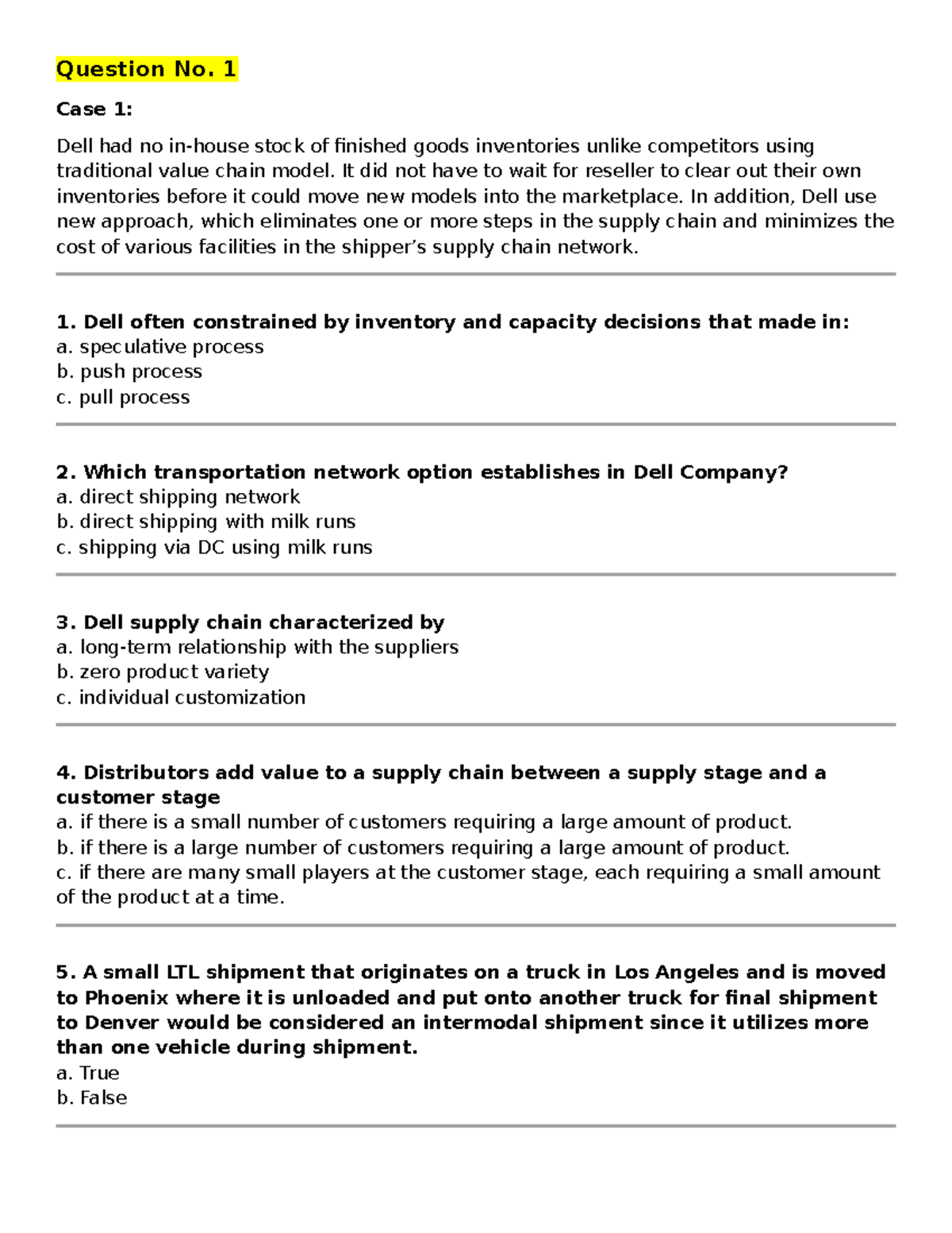 Supply Chain Management Exam Practice Questions (SCM 101) - Studocu