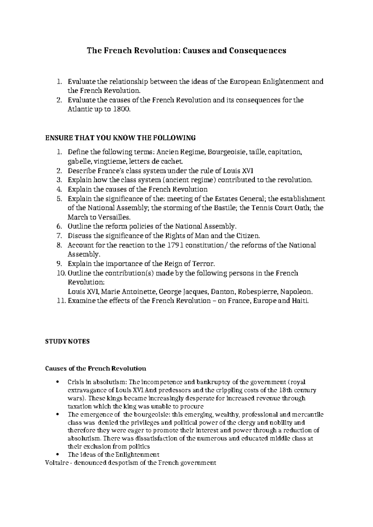 The French Revolution: Causes, Consequences, and Enlightenment Ideas ...