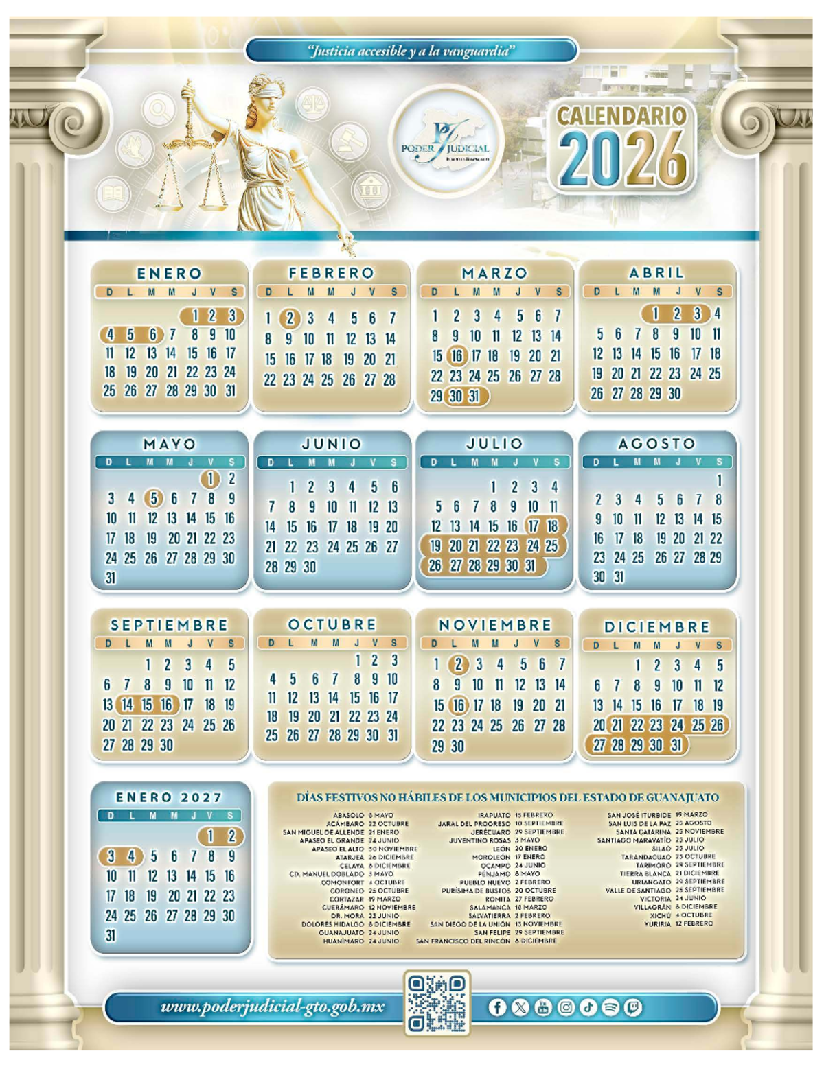 Calendario Poder Judicial Estado Guanajuato 2026 Studocu