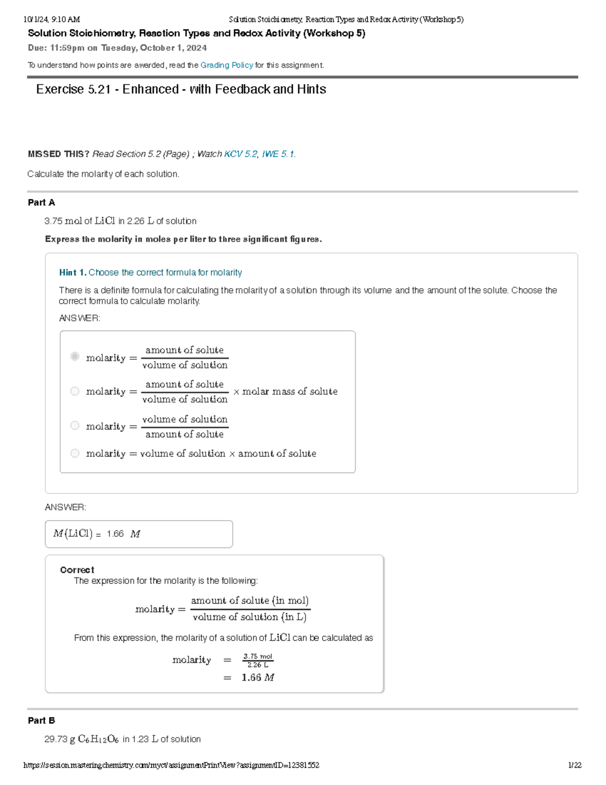 Solution Stoichiometry, Reaction Types and Redox Activity (Workshop 5 ...