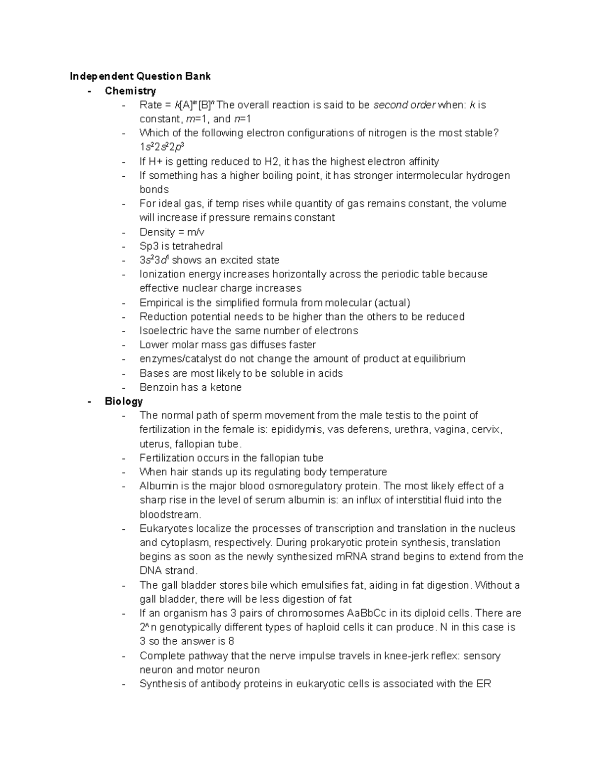 AAMC Independent Question Bank - Comprehensive Review Notes ...