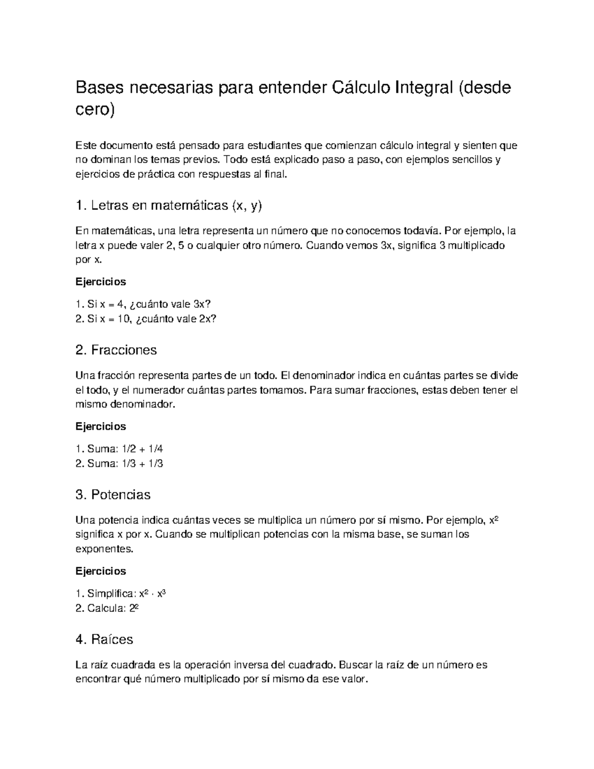 Bases para Cálculo Integral (Cálculo I) desde Cero - Studocu