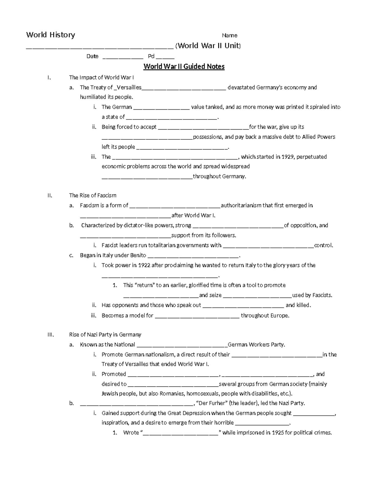 World History WWII Study Notes for Exam Preparation - Studocu