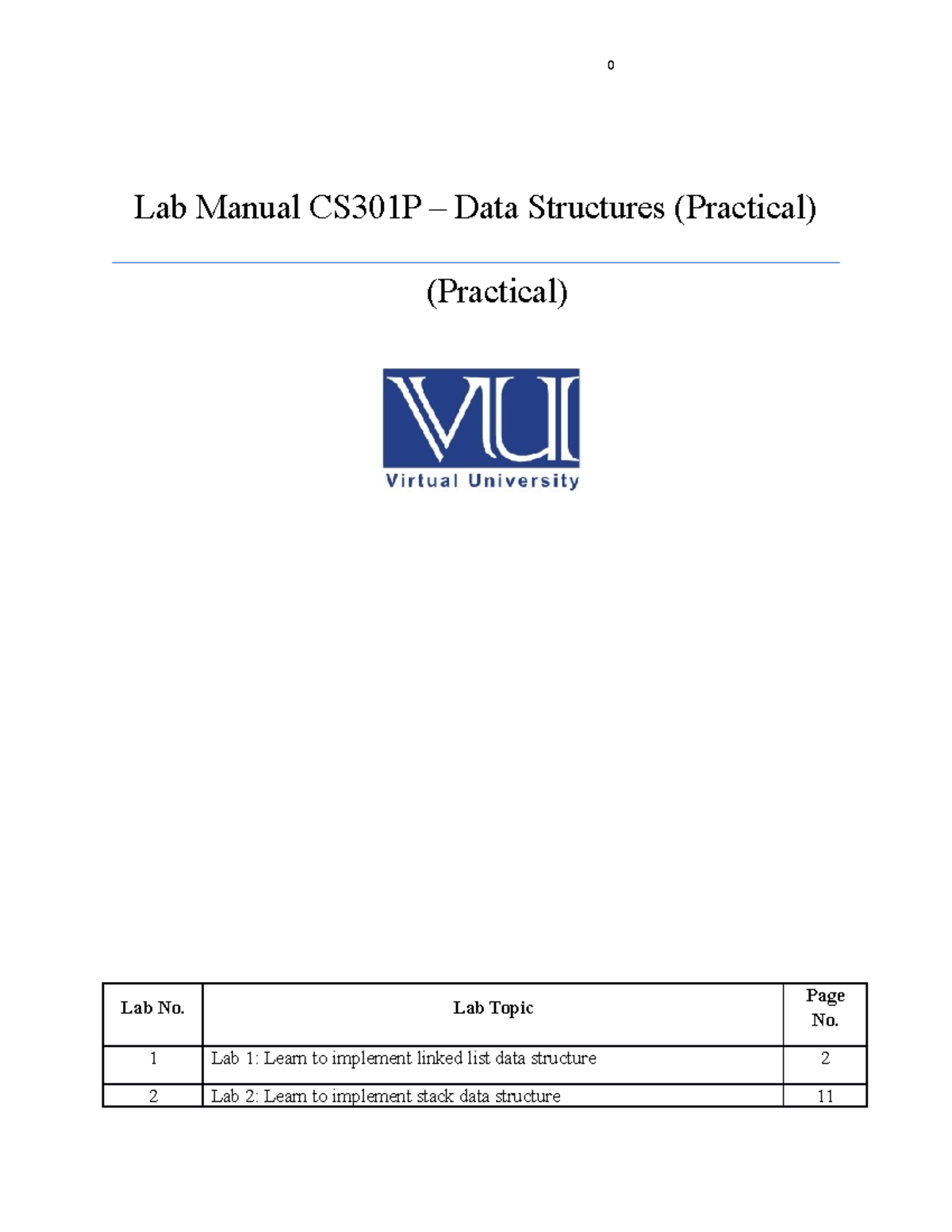CS301 P Lab Exercises - Lab manual - Lab Manual CS301P – Data Structures (Practical) (Practical ...