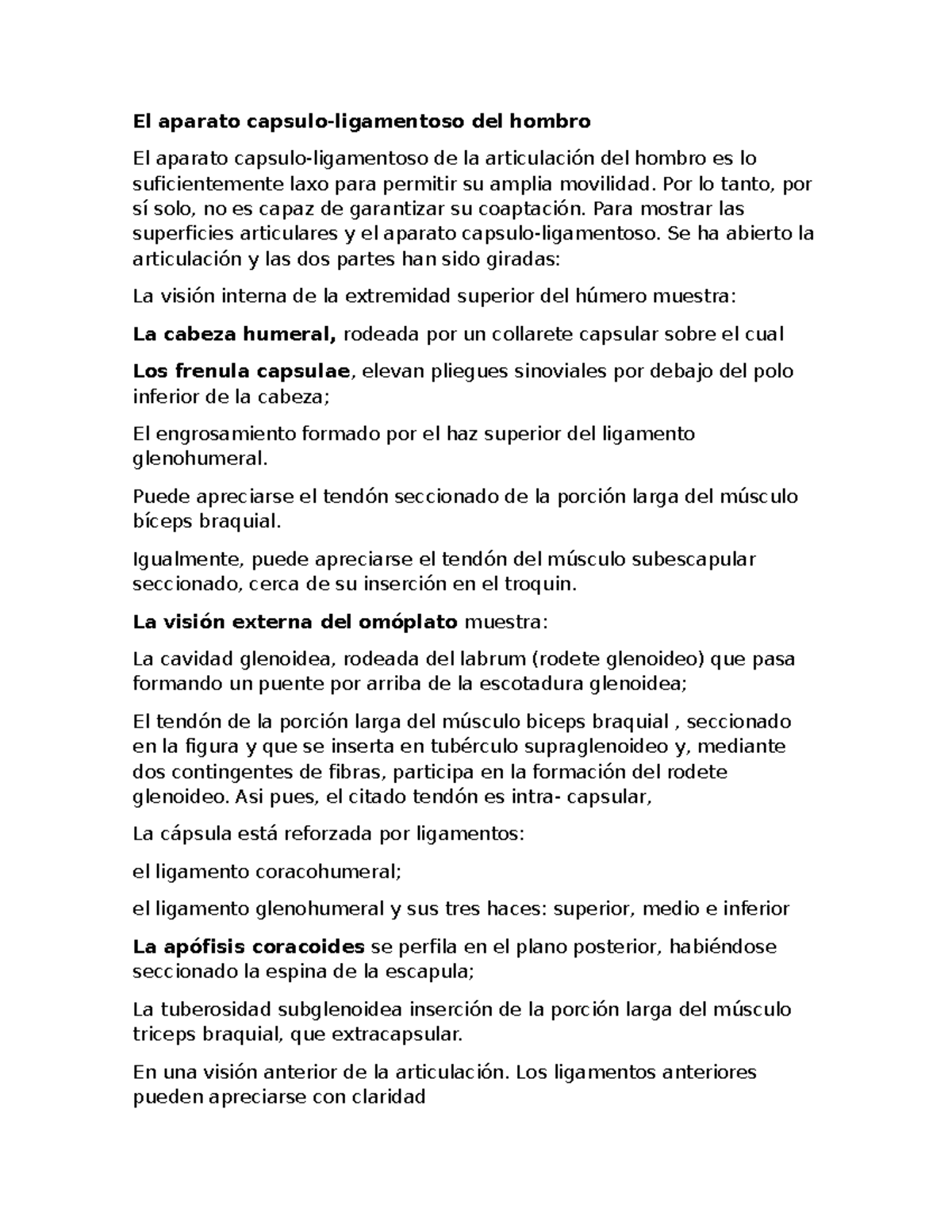 Estudio del Aparato Capsulo-Ligamentoso del Hombro y sus Funciones ...