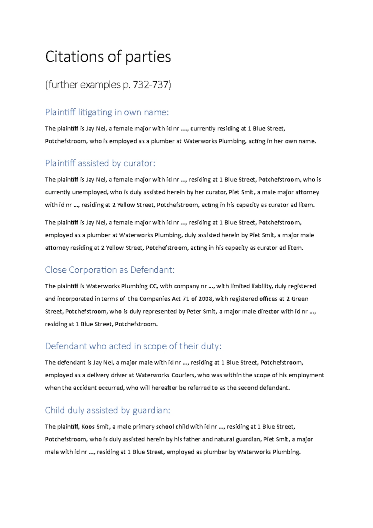 Notice of Set down and guidelines - SU 11-Class exercise What to know ...