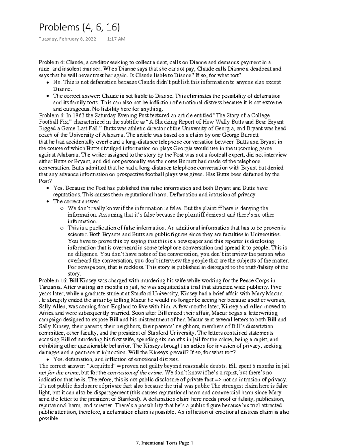 Chapter 7 Problems 4, 6, 16 - Problem 4: Claude, a creditor seeking to collect a debt, calls on ...