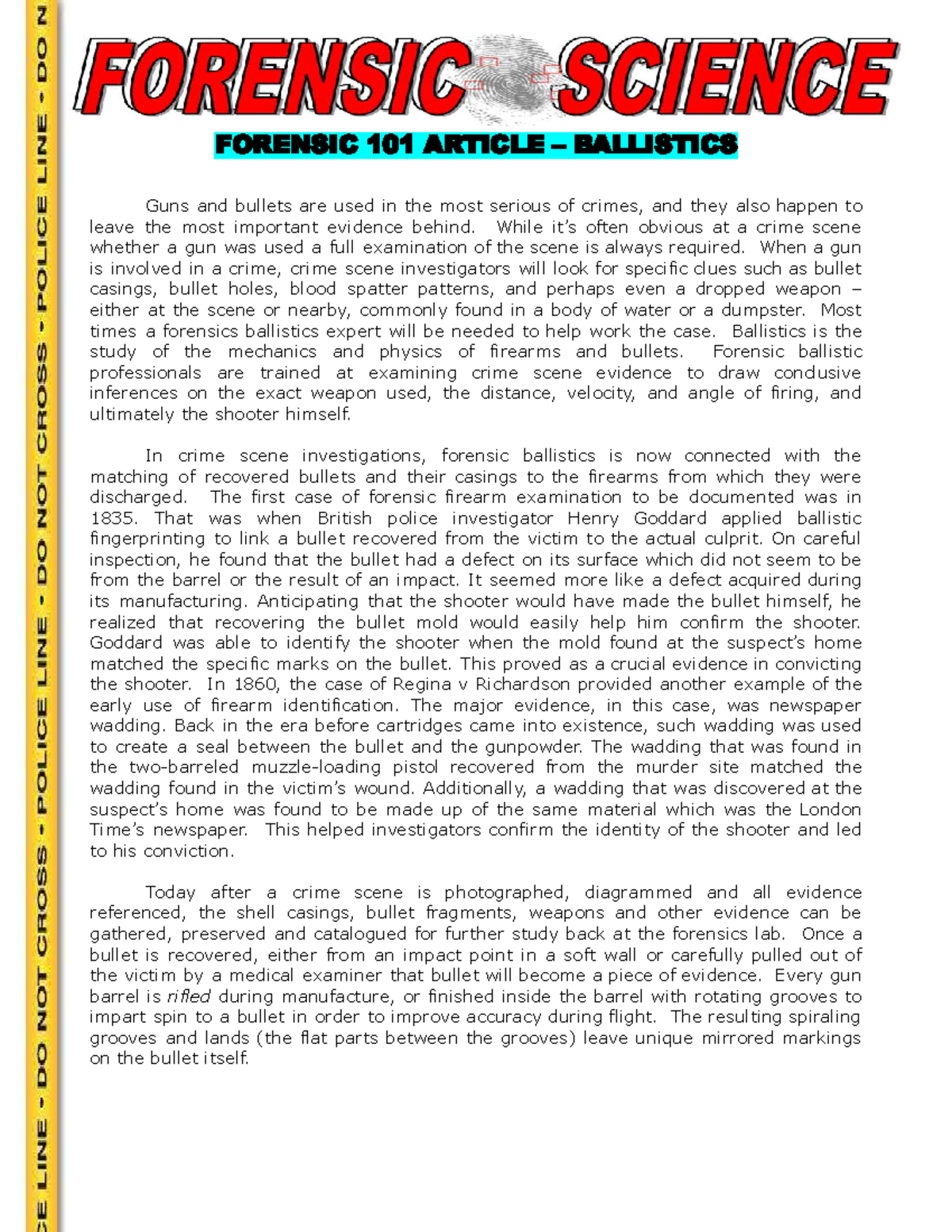 Forensics 101 - Examining Ballistics & Gun Identification Insights ...
