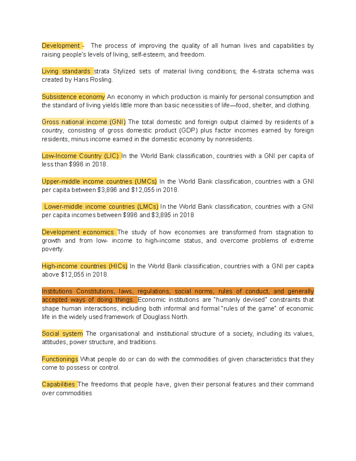 Ecodev 101: Development Economics Review and Key Concepts - Studocu