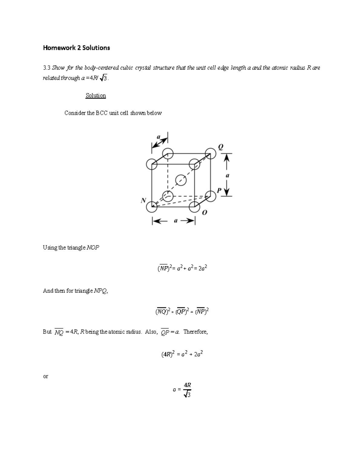 Homework 2 Solutions for Materials Science (Course Code: MAT 101) - Studocu