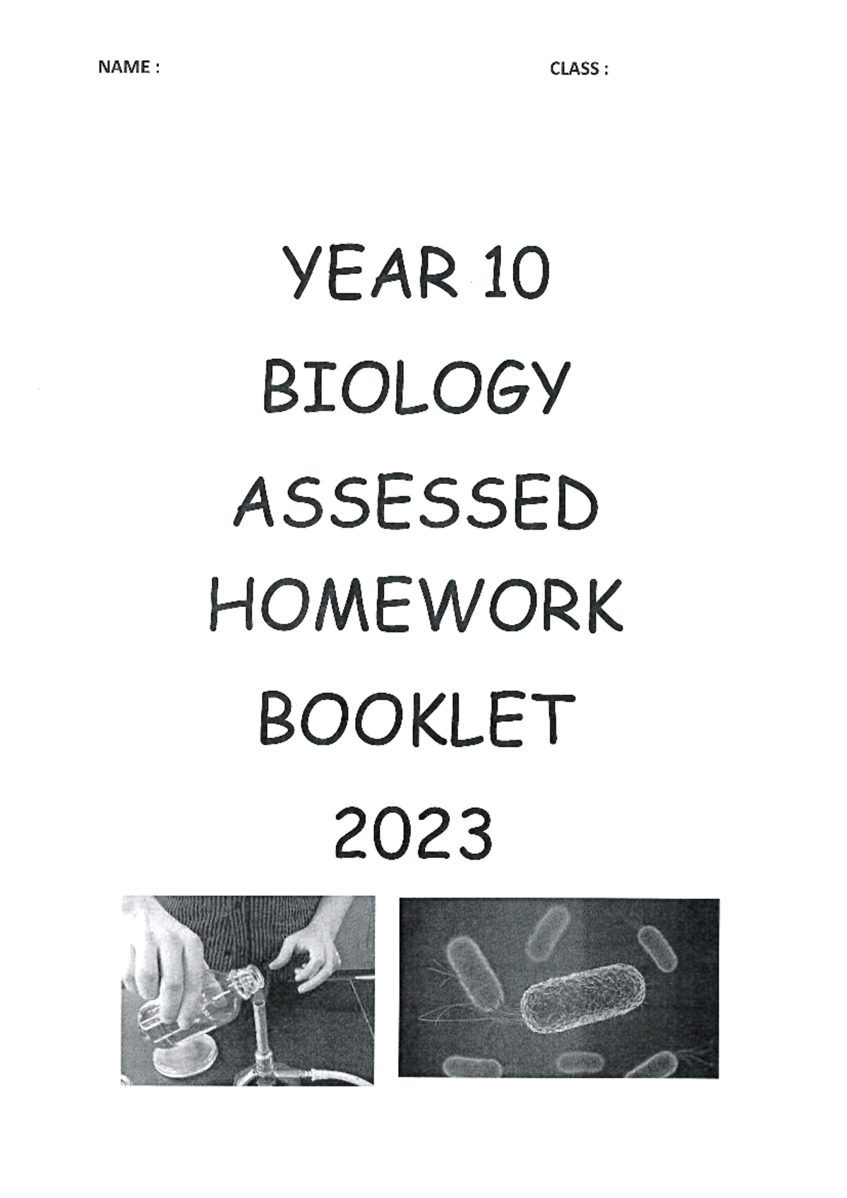 Year 10 Biology Assessed Homework Booklet 2023-2024 - Studocu