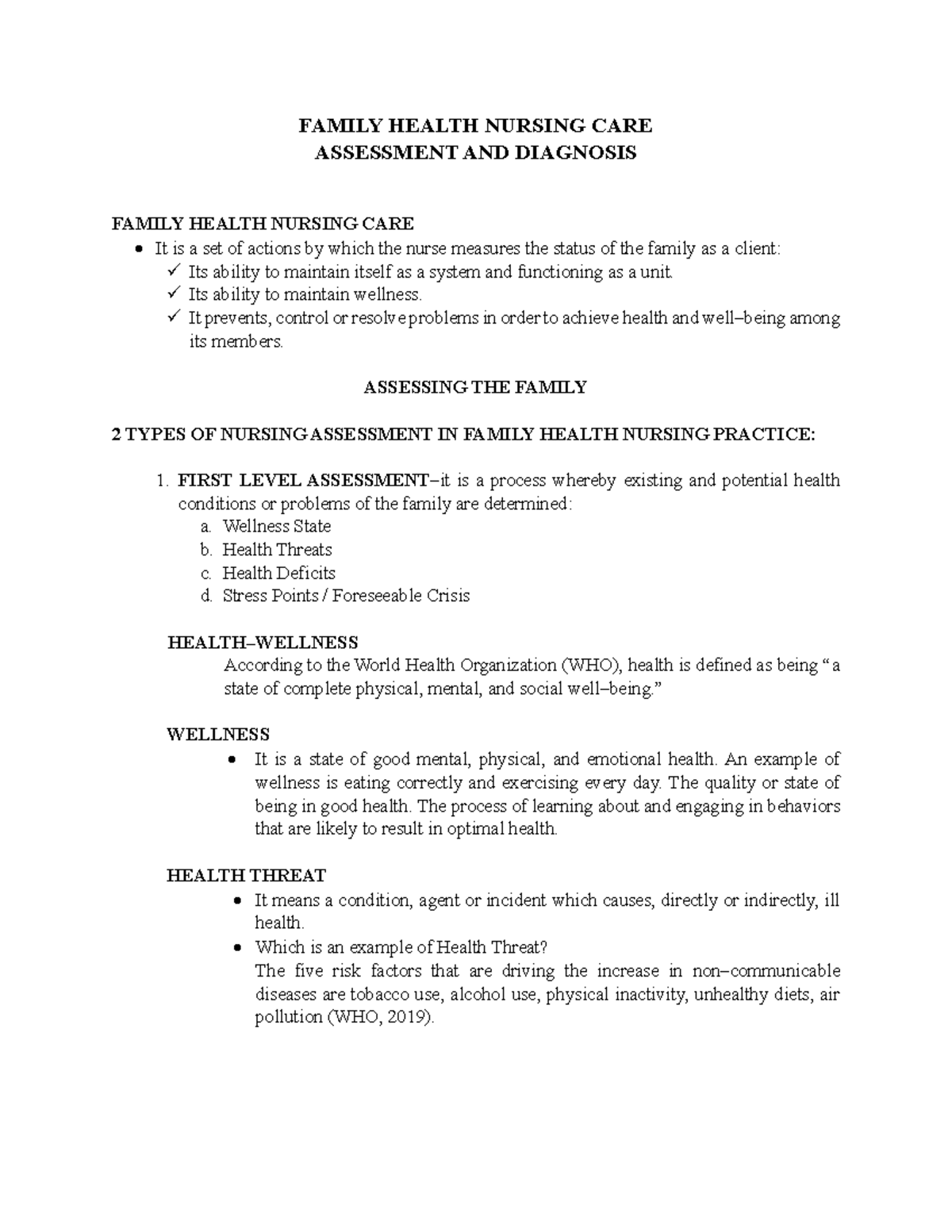 FAMILY HEALTH NURSING CARE PLAN: ASSESSMENT & INTERVENTION STRATEGIES ...