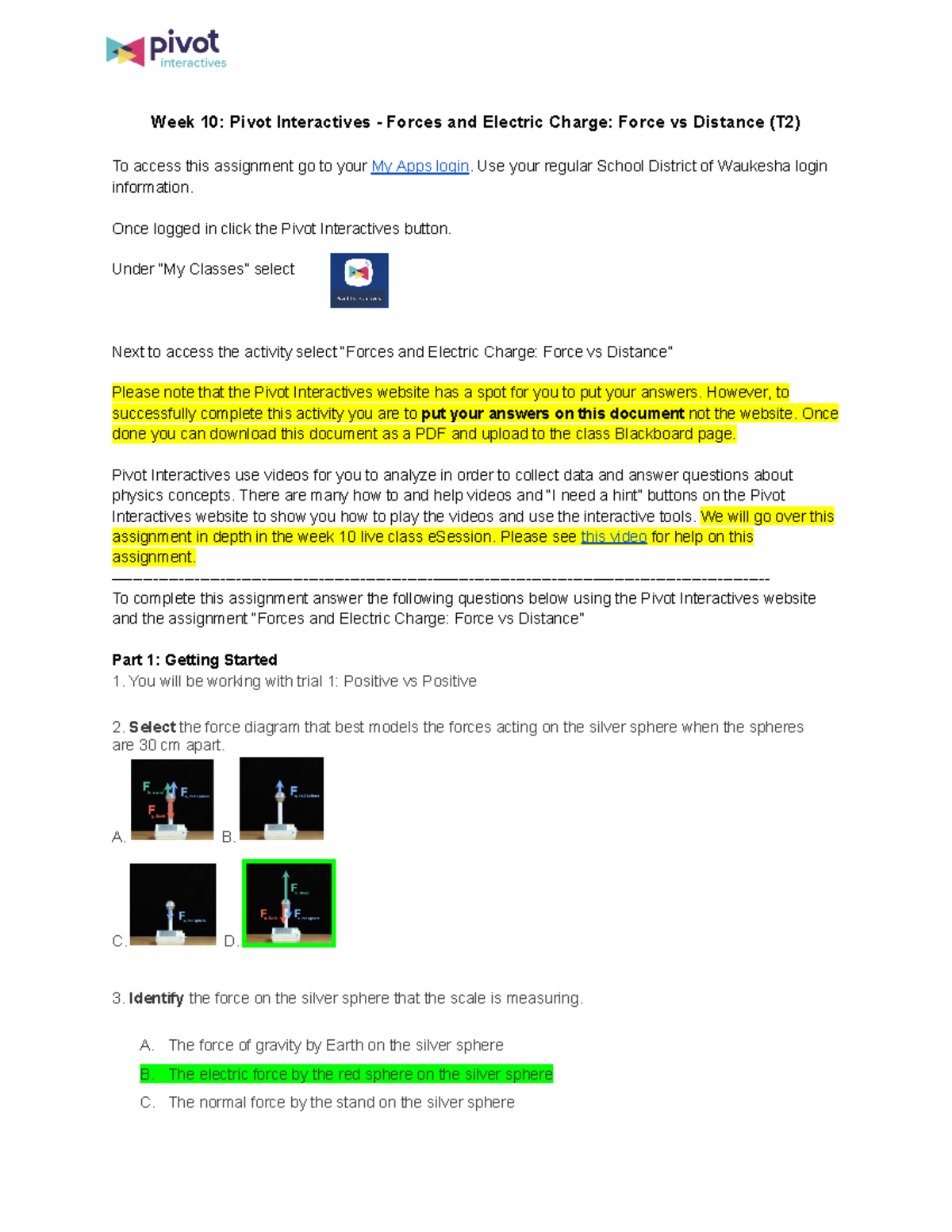 Week 10 Assignment (T2): Forces & Electric Charge - Force vs Distance ...